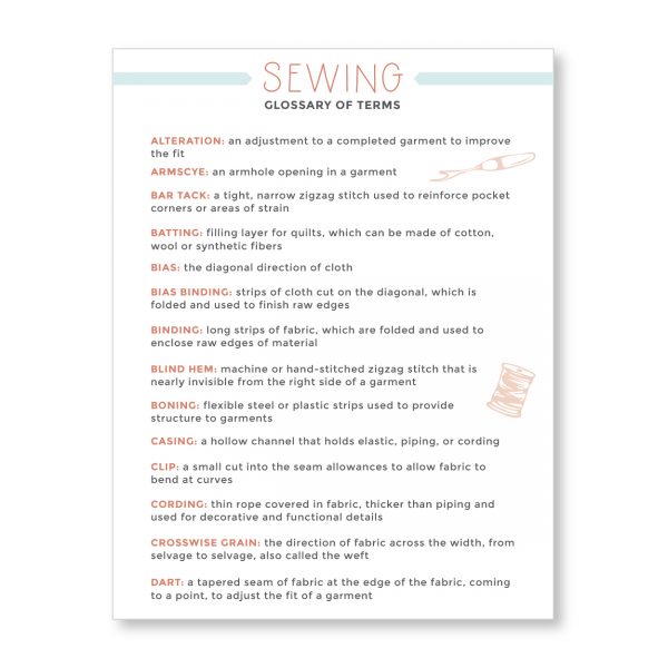 Sewing Terms | Radiant Home Studio