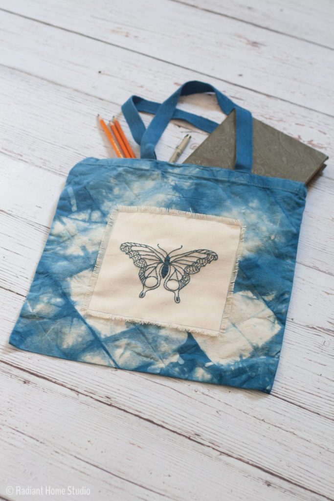Indigo Embroidered Tote Bag | Radiant Home Studio