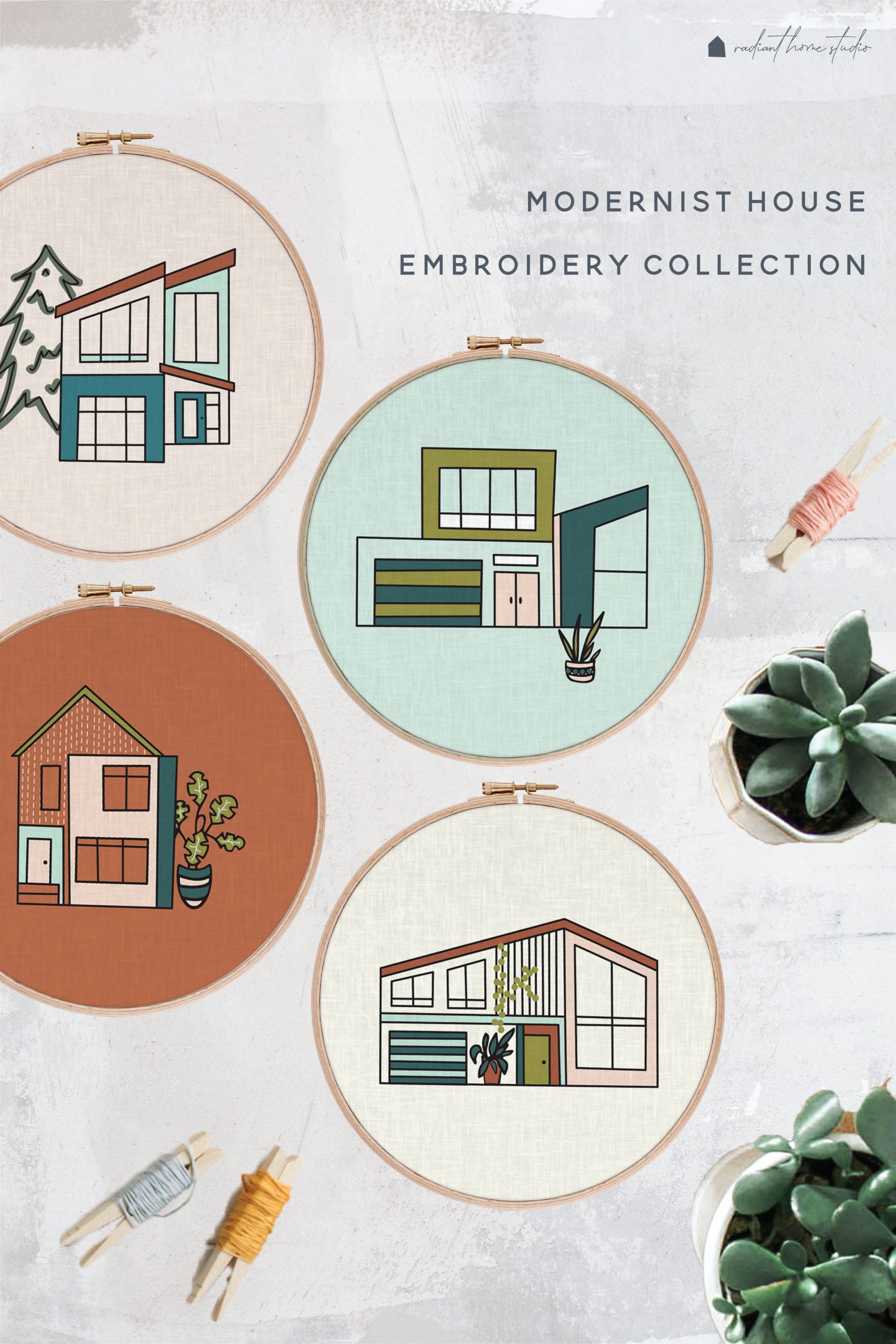 Modern House Embroidery Pattern Collection - Now in the shop! | Radiant ...
