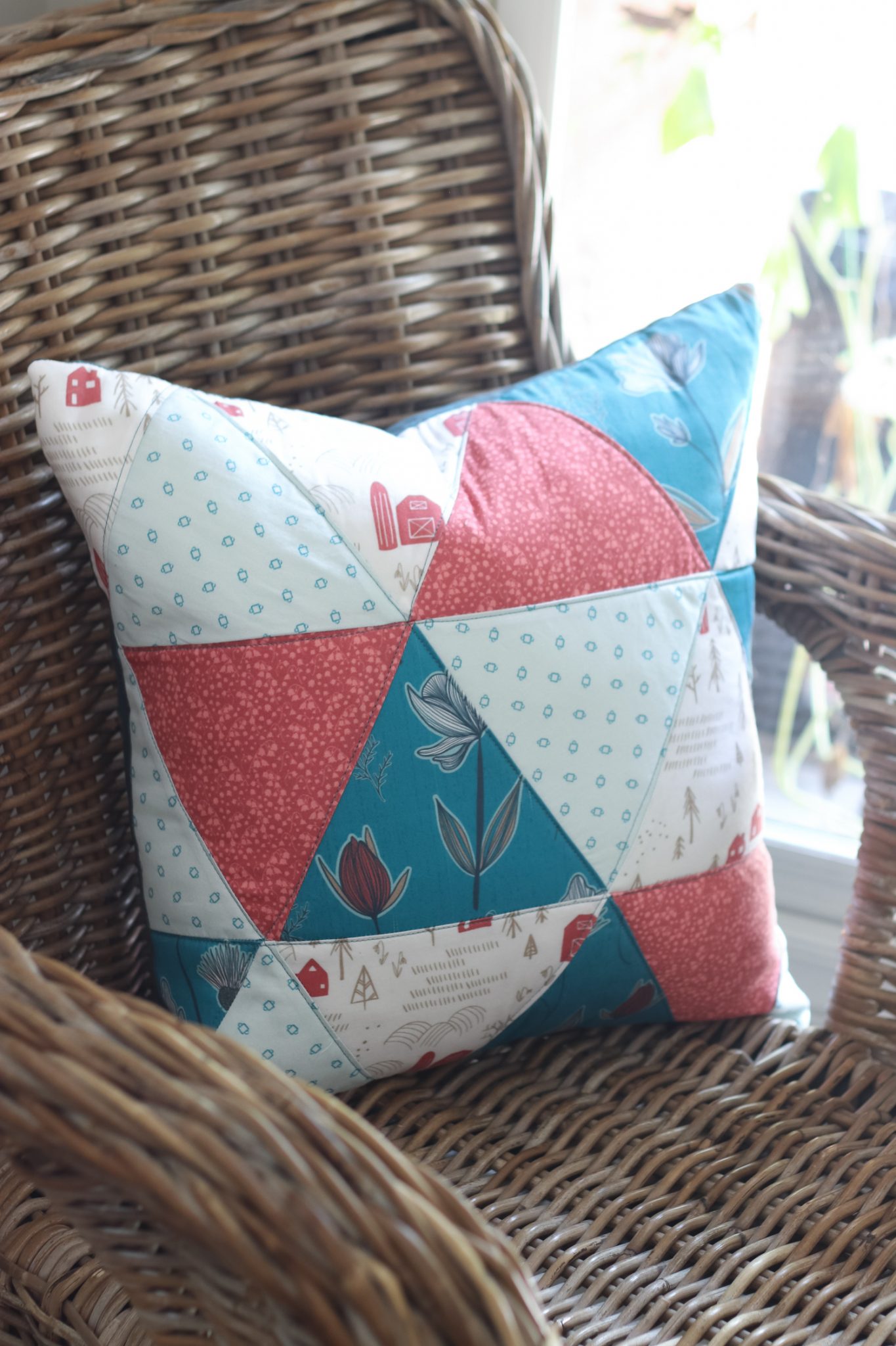Raised Fabric Quilted Triangle Pillow | Radiant Home Studio