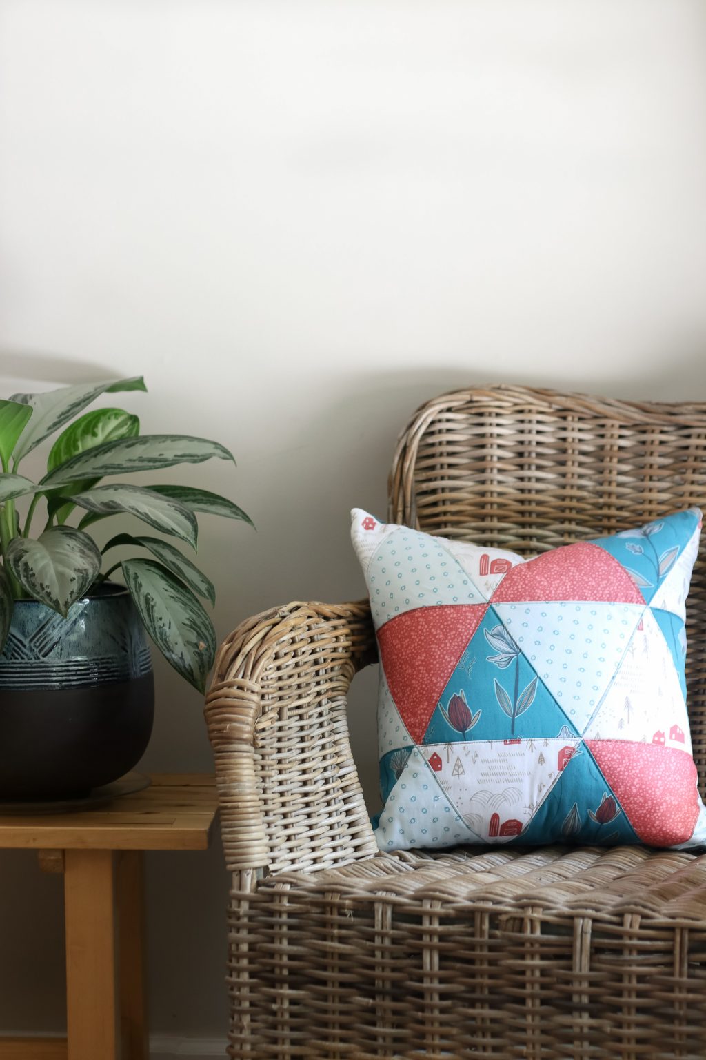 Raised Fabric Quilted Triangle Pillow | Radiant Home Studio